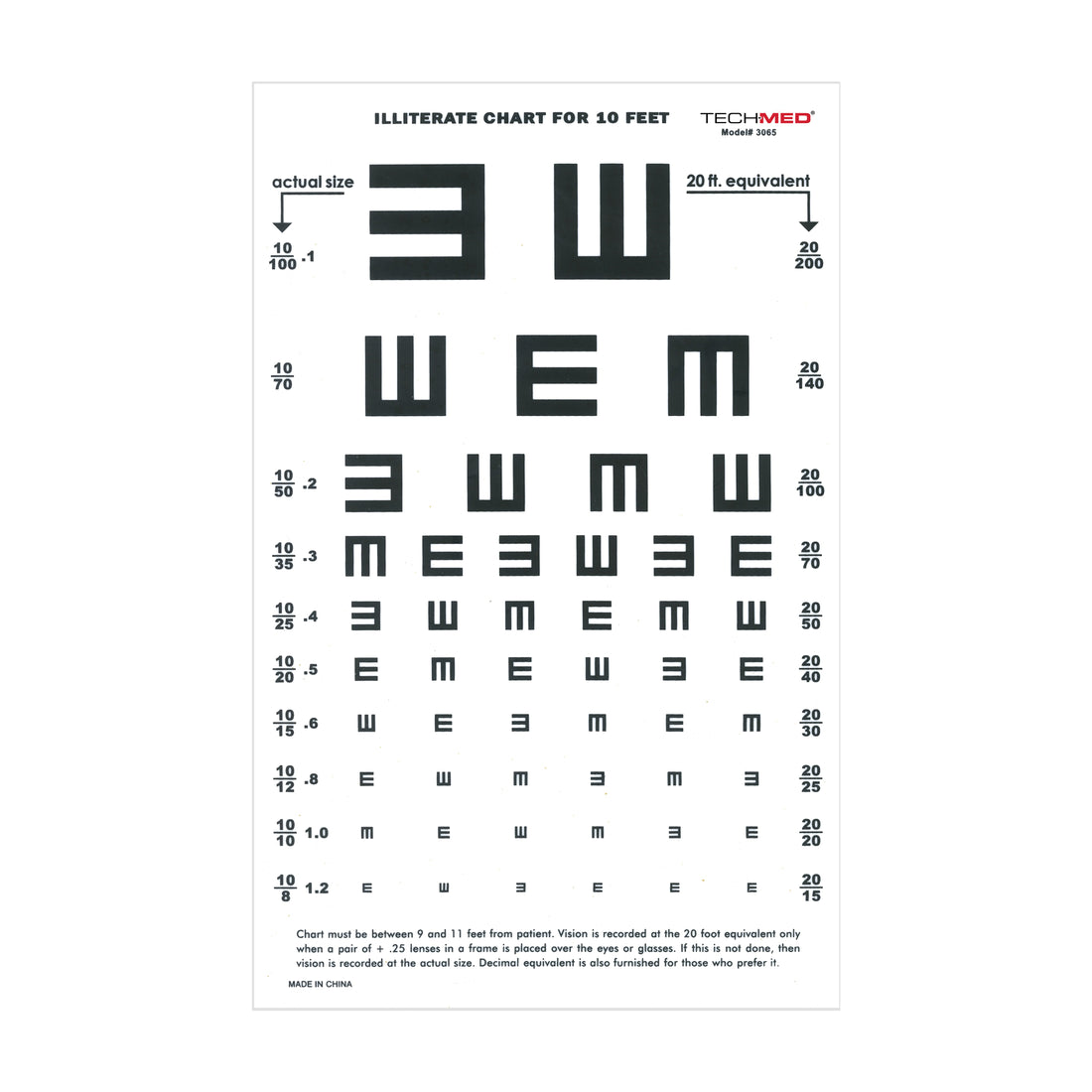Illuminated Tumbling-E Eye Chart, 10 ft – GoBioMed