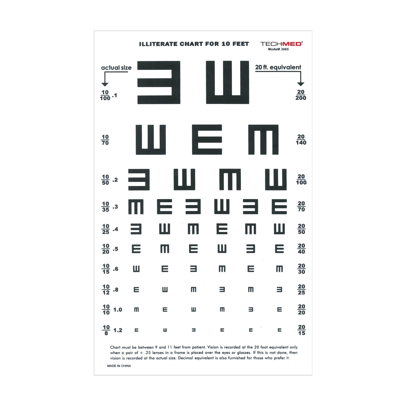 Illuminated Tumbling-E Eye Chart, 10 ft – GoBioMed