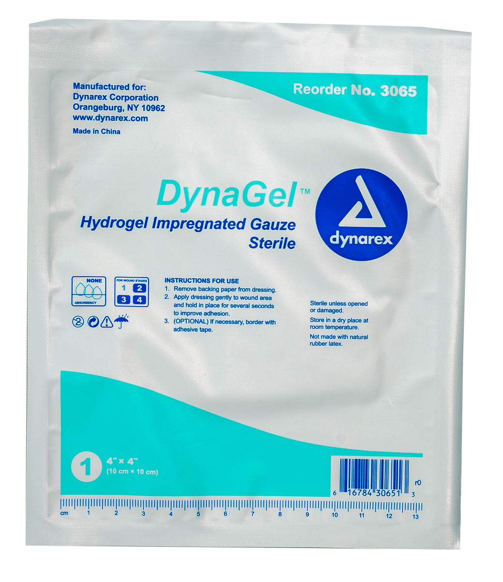 DynaGel Hydrogel Impregnated Gauze Dressing - 4"x4" – GoBioMed