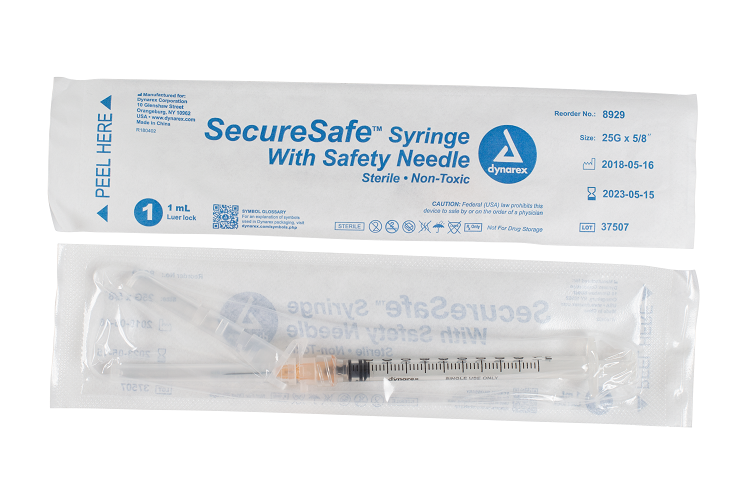 SecureSafe Syringe with Safety Needle - 1cc - 25G, 5/8" needle – GoBioMed